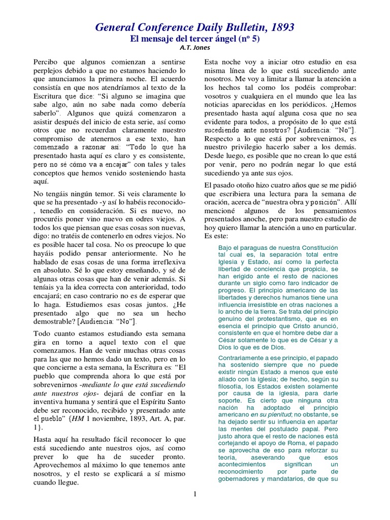 General Conference Daily Bulletin 1893 - 5 PDF | PDF | Papa | Iglesia ...
