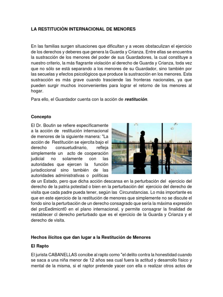 La Restitución Internacional de Menores | PDF | Moralidad | Principios ...