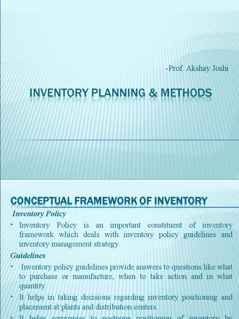 Inventory Planning Unit 4 | PDF | Inventory | Warehouse