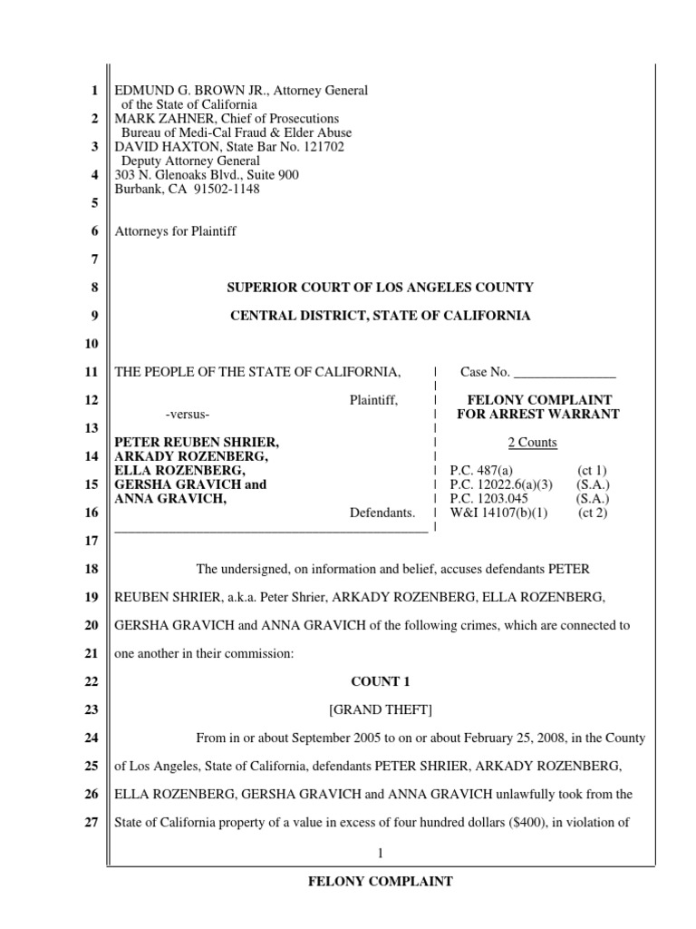 Modelo de Criminal Complaint | PDF | Theft | Arrest Warrant