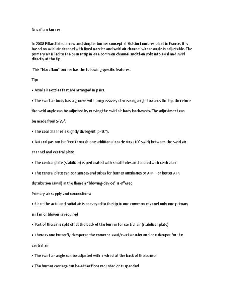 Novaflam Burner Simpler Design With Adjustable Swirl | PDF | Nozzle ...