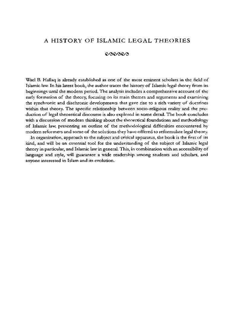 Wael B. Hallaq - A History of Islamic Legal Theories - An Introduction ...