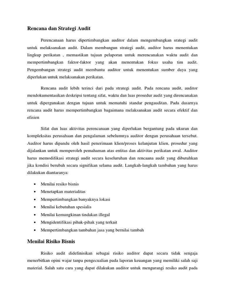 Rencana Dan Strategi Audit | PDF | Bisnis | Hukum