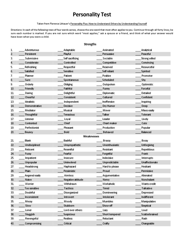 Personality Test PDF PDF Scientific Theories Stereotypes, 42% OFF