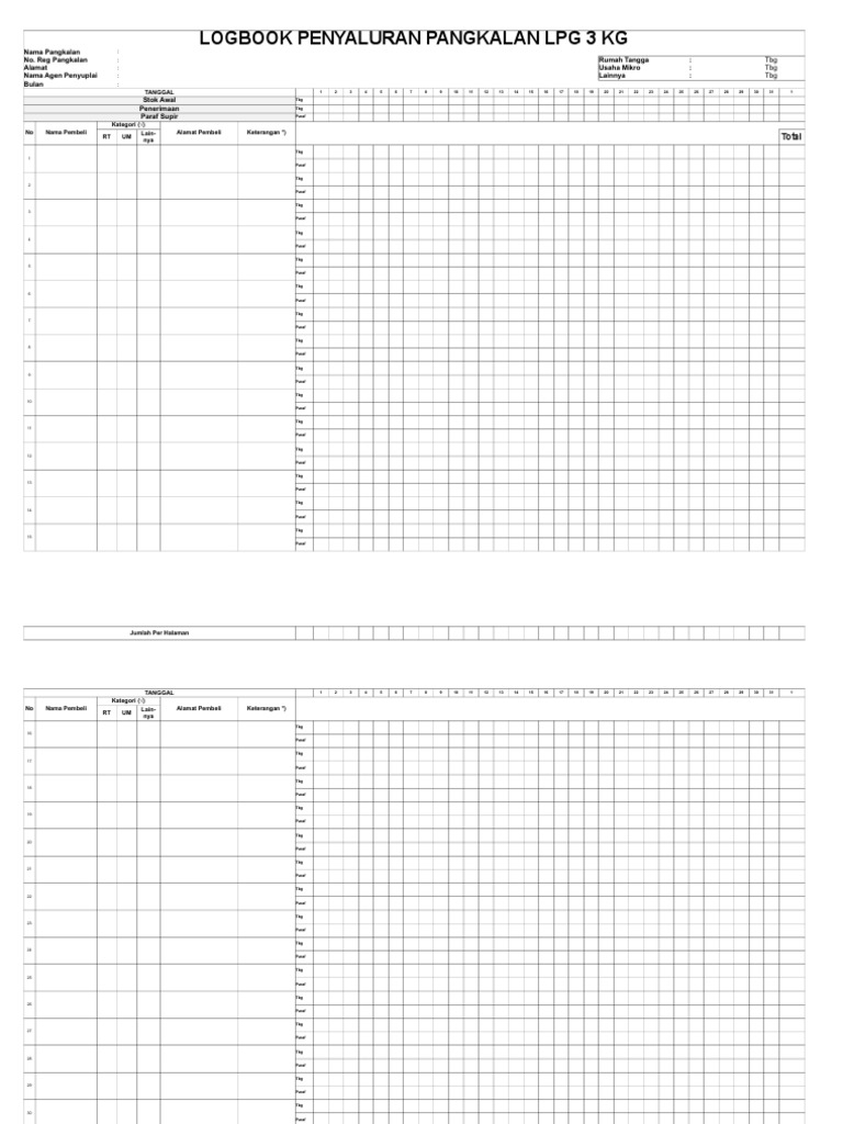 Format Log Book Pangkalan LPG 3 Kg-1 | PDF