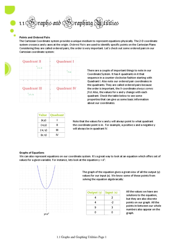 1.1 Graphs and Graphing Utilities | PDF | Cartesian Coordinate System ...