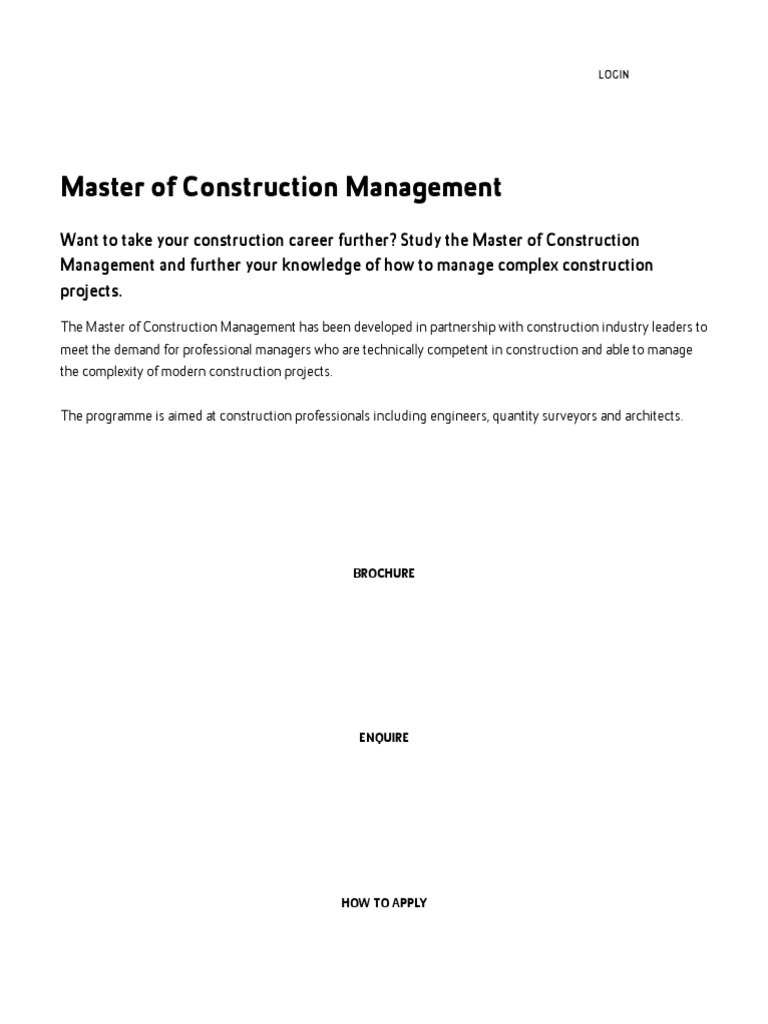 Master of Construction Management - AUT | PDF | Master's Degree ...