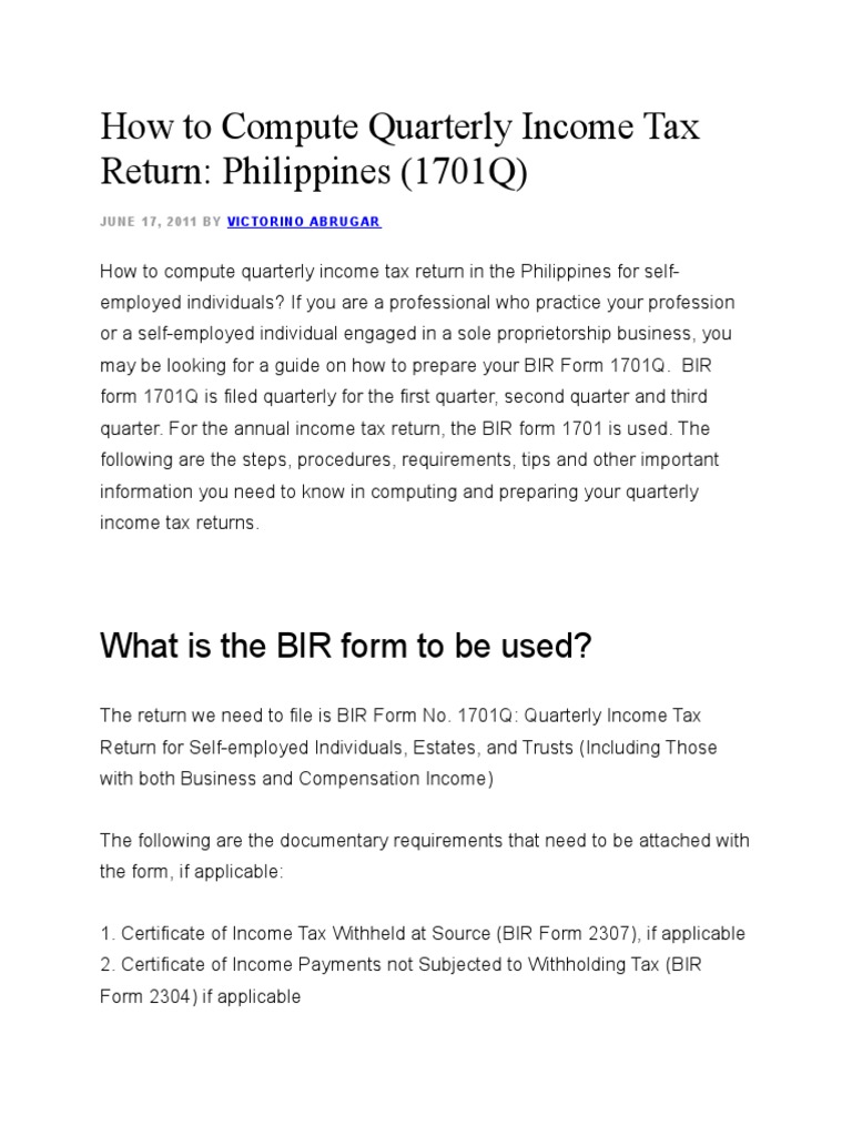 How To Compute Quarterly Income Tax Return | PDF | Balance Sheet | Tax ...