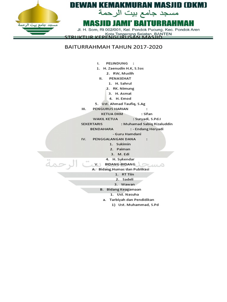 Contoh Kop Surat Masjid Baiturrahmah | PDF