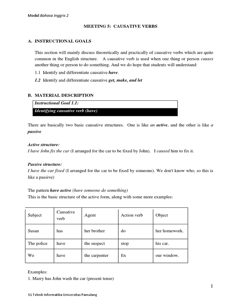 Causative Verbs | Download Free PDF | Grammatical Tense | Verb