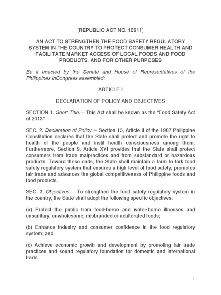 RA 10611 strengthens food safety | PDF | Food Safety | Risk Management