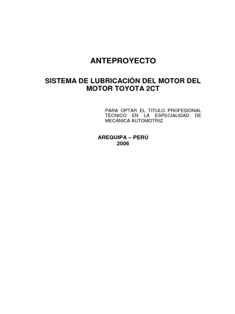 Sistema de Lubricación Del Motor Del Motor Toyota 2ct | PDF ...