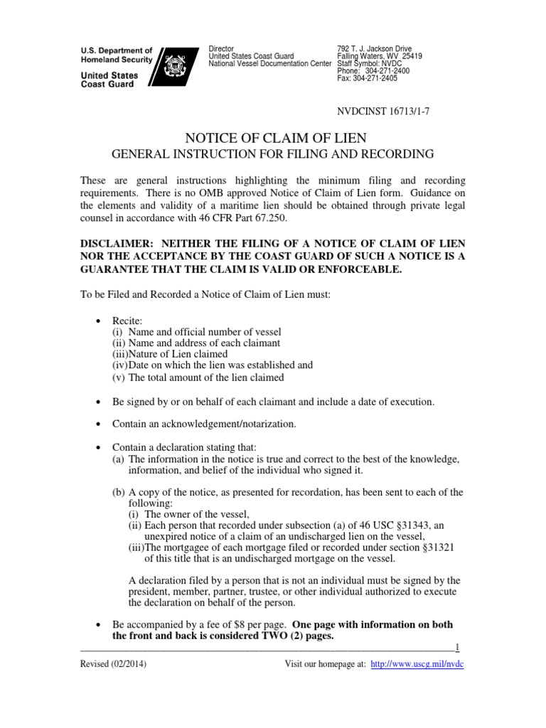 Notice of Claim of Lien | Credit Card | Lien