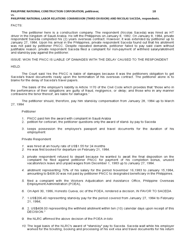 PNCC vs. NLRC | PDF | Complaint | Employment