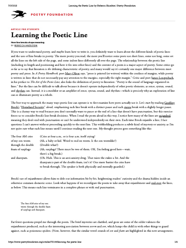 Learning The Poetic Line | PDF | Poetry
