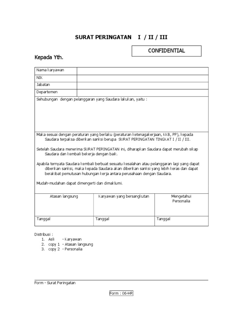 06-Form HRD Surat Peringatan | PDF