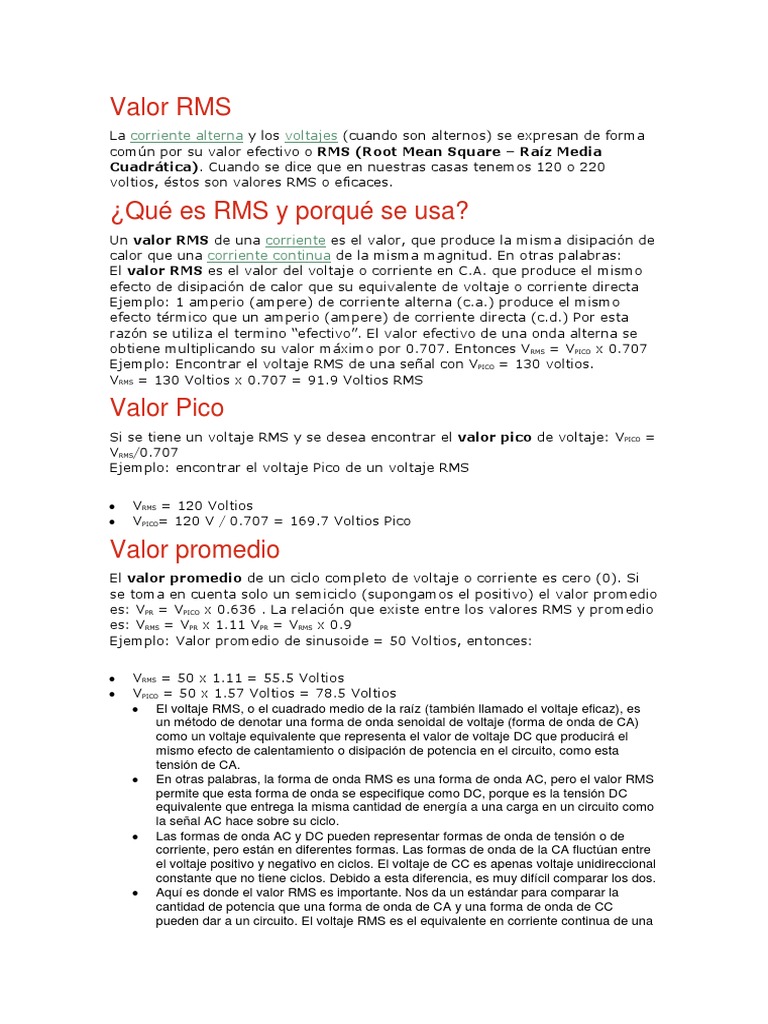 Valor RMS | PDF | Condensador | Corriente eléctrica