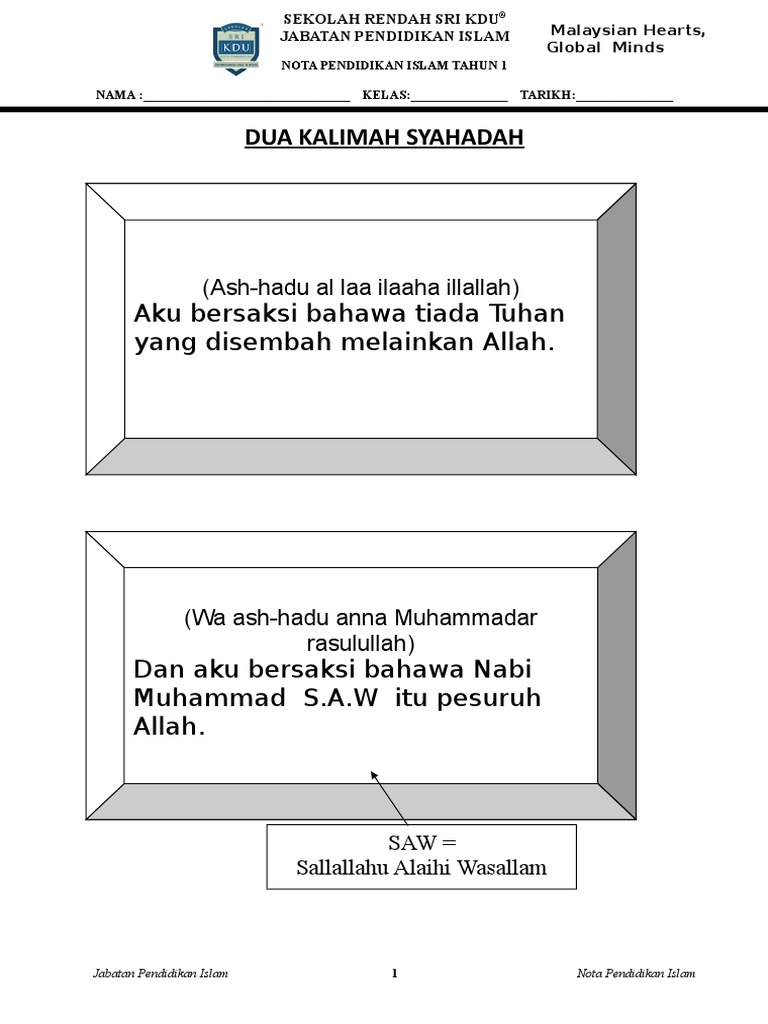 Dua Kalimah Syahadah | PDF