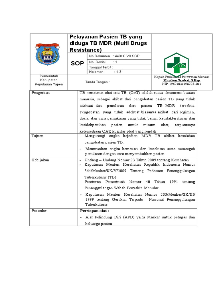 Sop Pelayanan TB MDR | PDF | Kesehatan Holistik