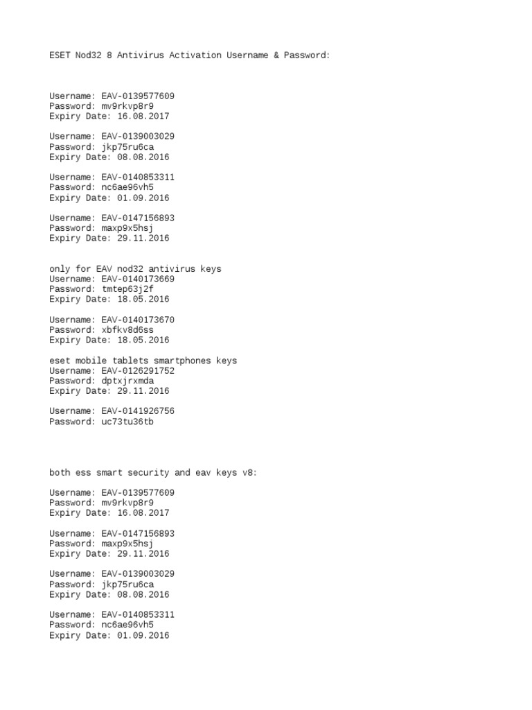 Eset Nod32 Keys | PDF