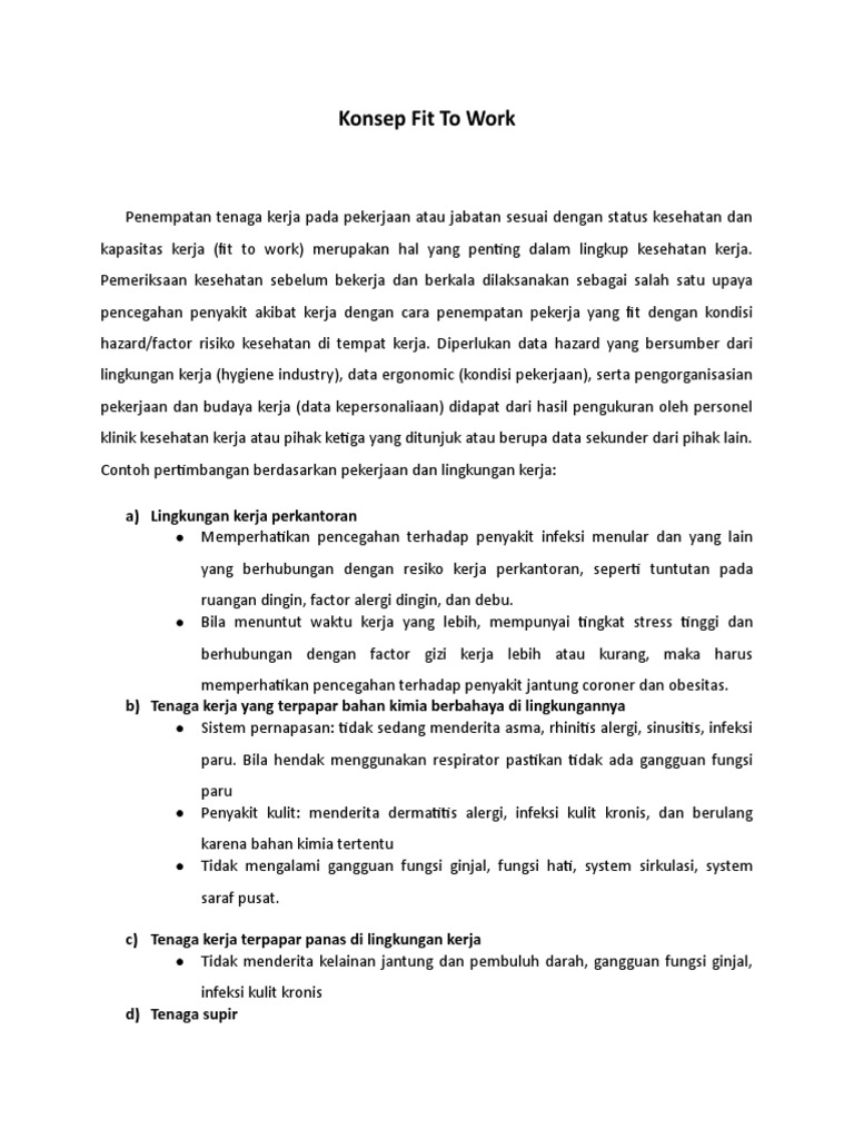 Konsep Fit To Work | PDF | Sains & Matematika