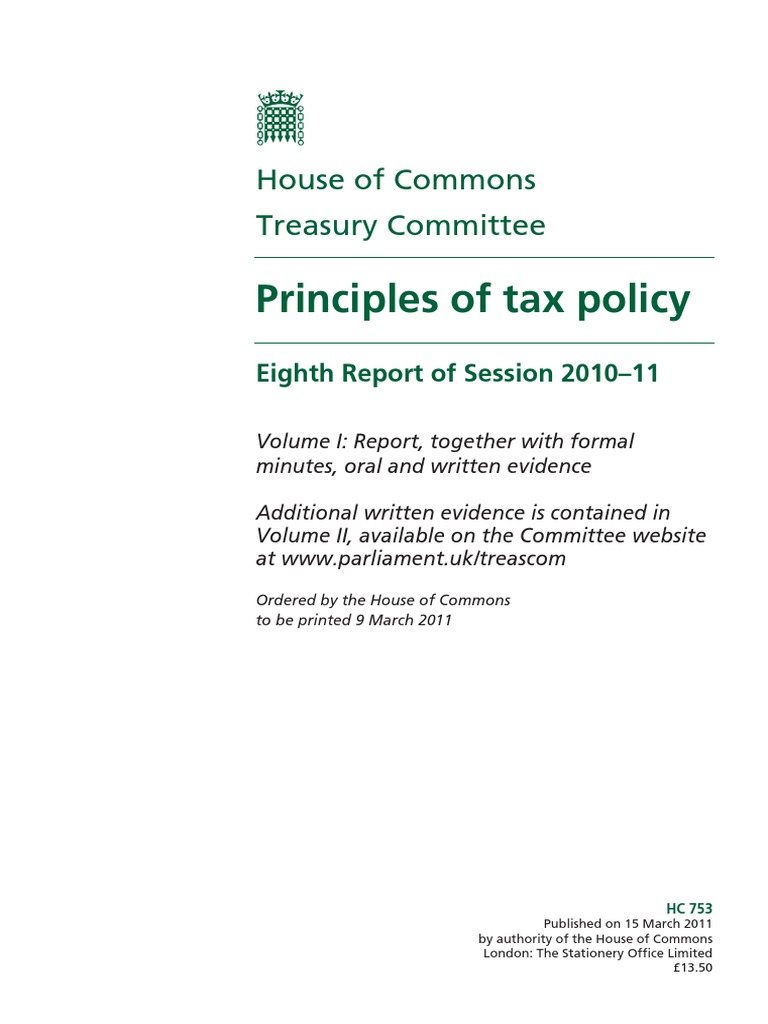 Principles of Tax Policy: House of Commons Treasury Committee | PDF ...