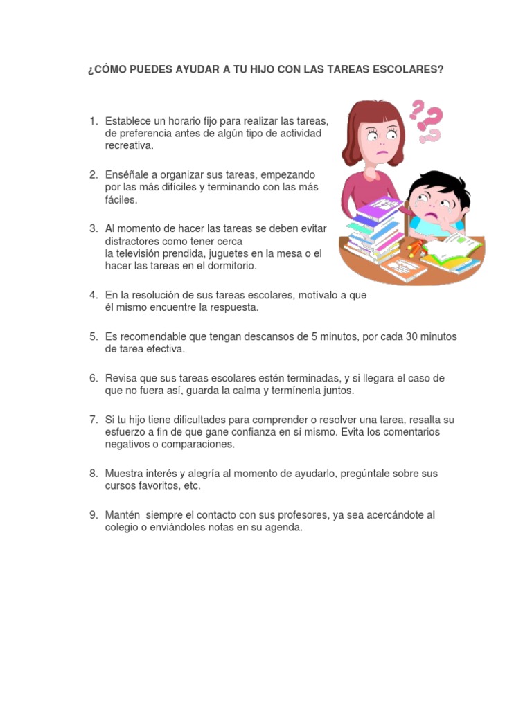 Cómo Puedes Ayudar A Tu Hijo Con Las Tareas Escolares | PDF