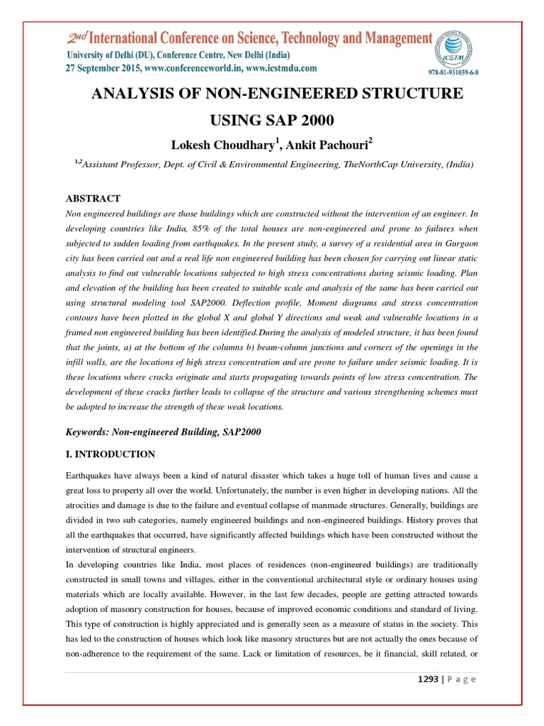 Analysis of Non-Engineered Structure Using Sap 2000: Lokesh Choudhary ...