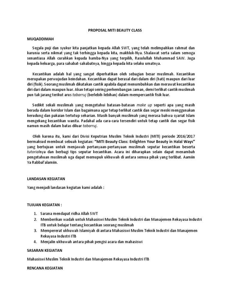 Proposal MITI Beauty Class 2023 | PDF