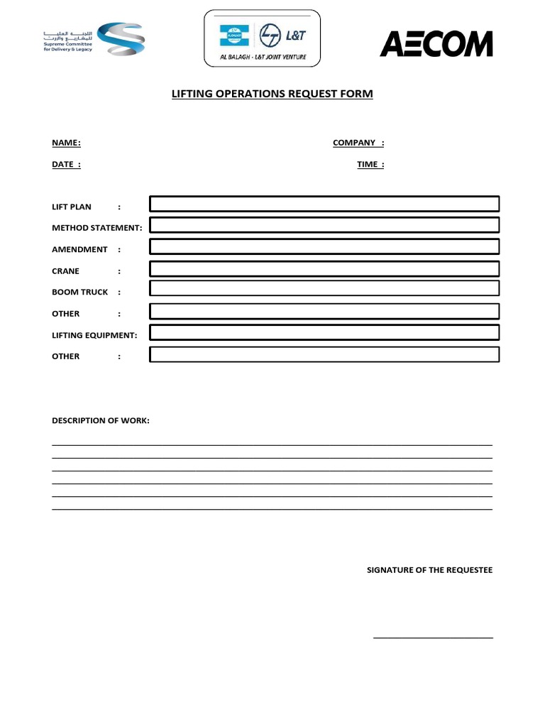 Crane Request Form