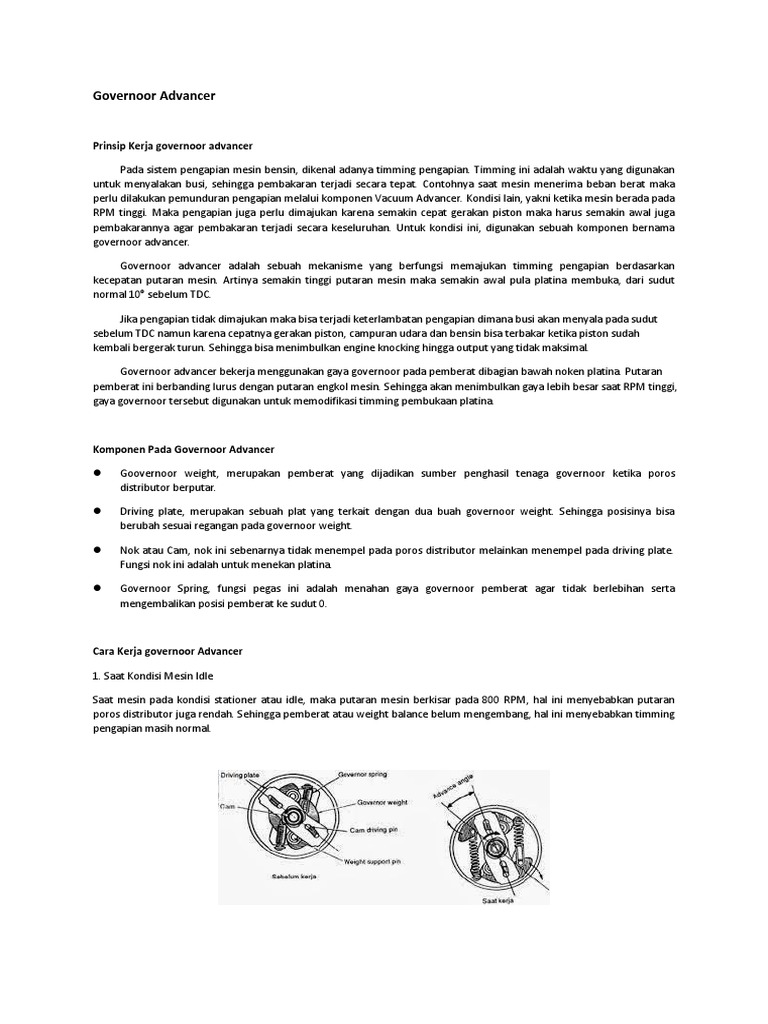 Cara Kerja Governor Advancer Pada Distributor | PDF | Memasak, Makanan ...