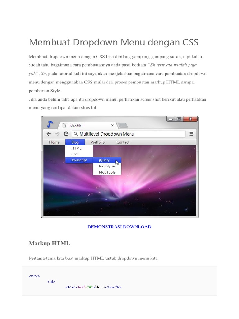 Membuat Dropdown Menu Dengan CSS | PDF | Karier & Perkembangan | Seni