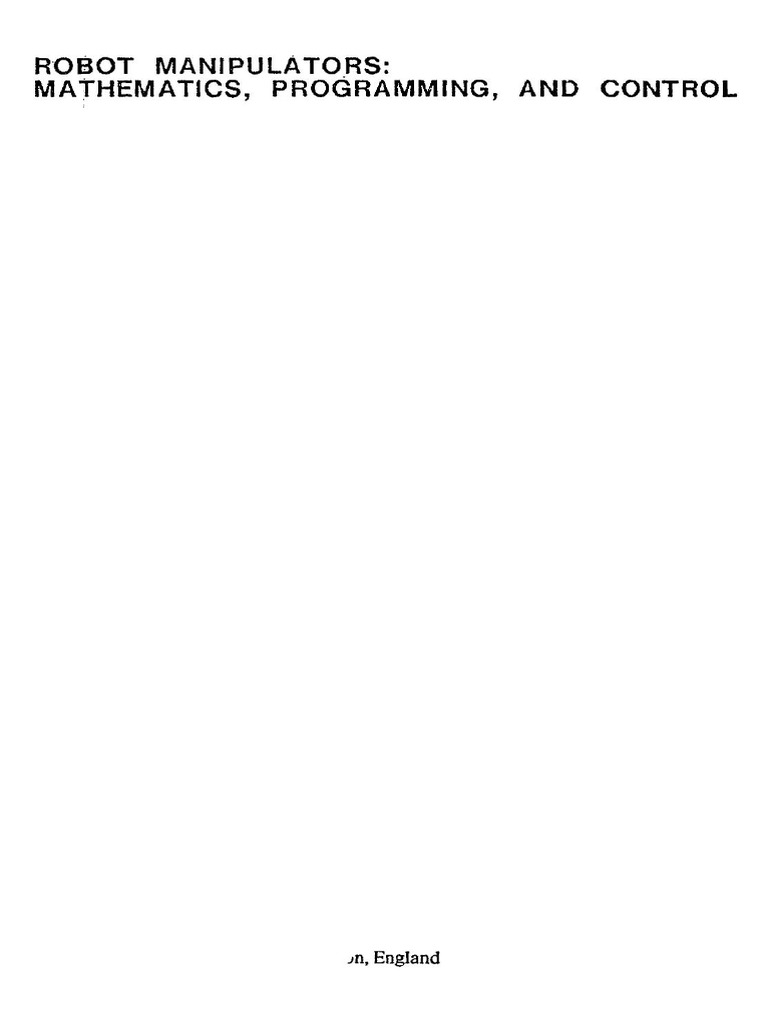 Richard P Paul Robot Manipulators Mathematics | PDF