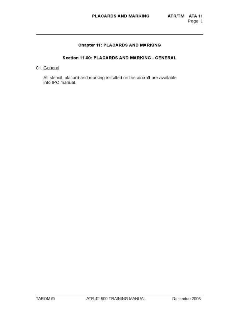 Placards and Marking Atr/Tm Ata 11 | PDF