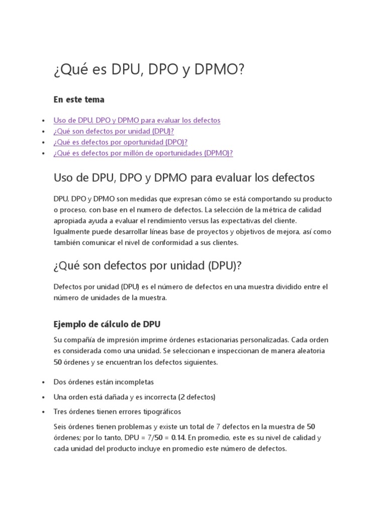 Que Es Dpu Dpo y Dpmo | PDF | Desviación Estándar | Distribución normal