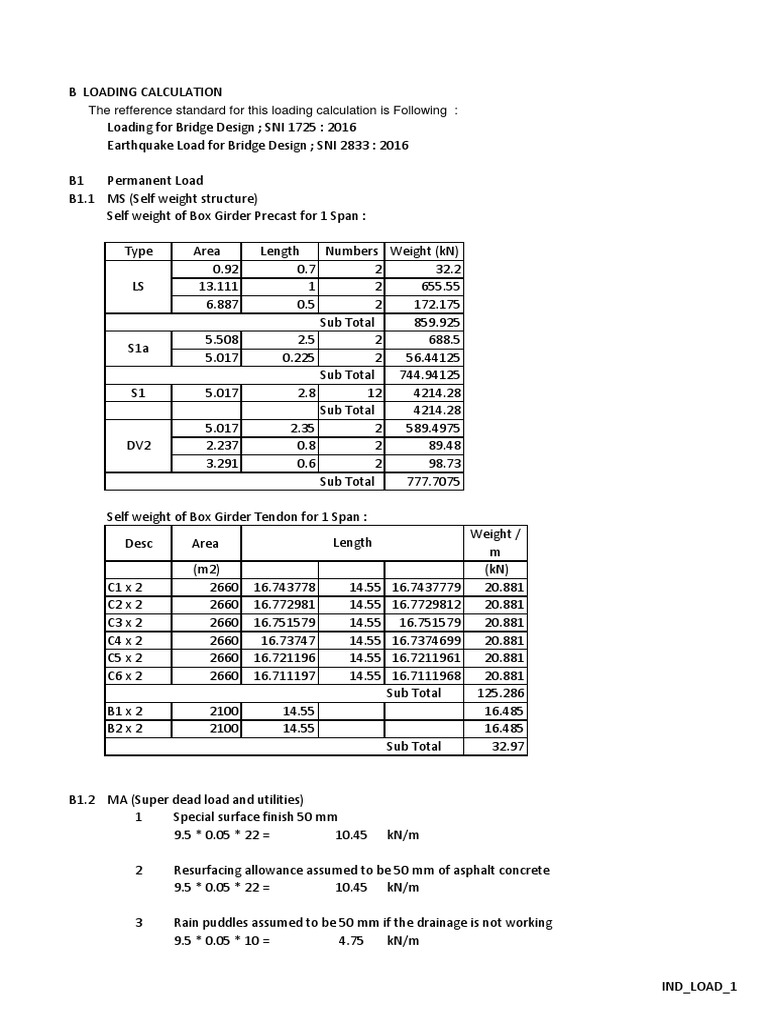 Loading Calculation | PDF