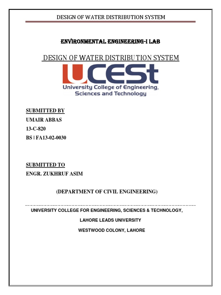 Water Distribution System Design Guide | PDF | Water Supply Network ...