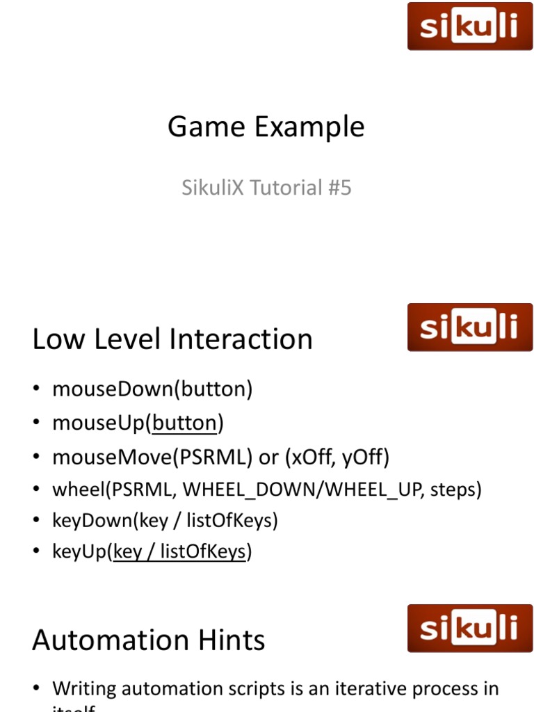 Game Example: Sikulix Tutorial #5 | PDF