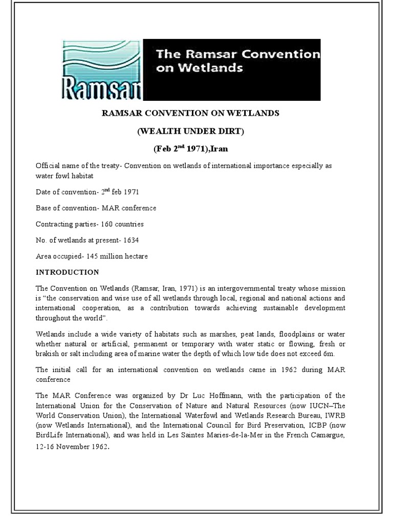 Ramsar Convention On Wetlands | PDF | Wetland | Marsh