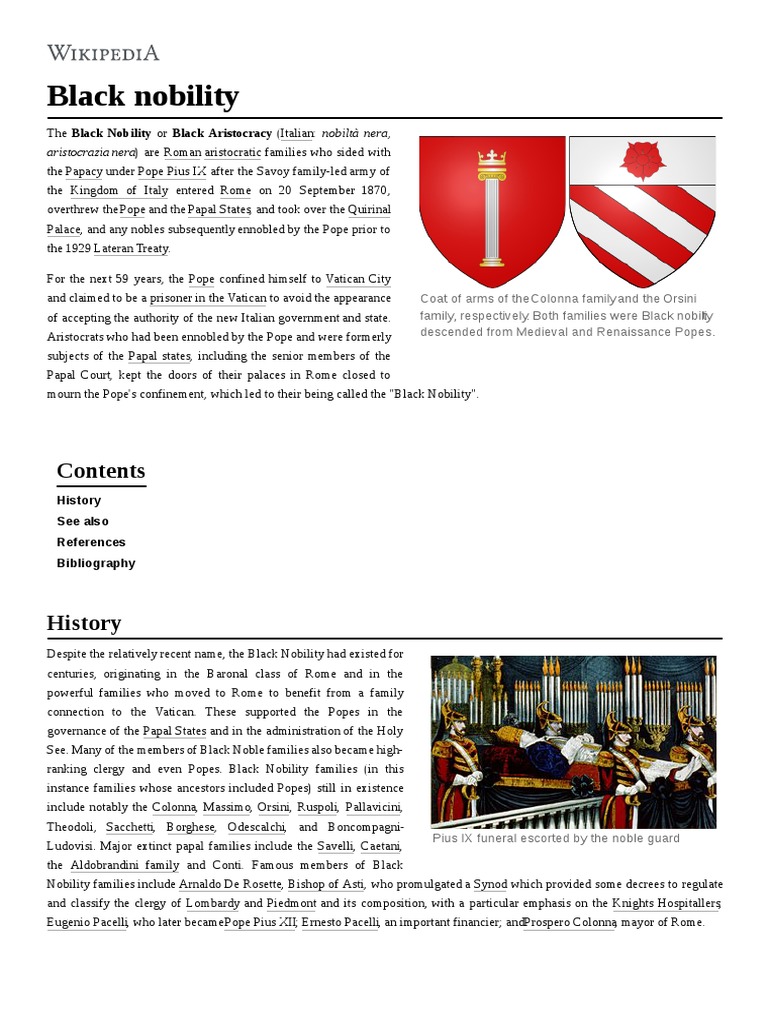 Black Nobility | PDF | Catholic Church | Vatican City