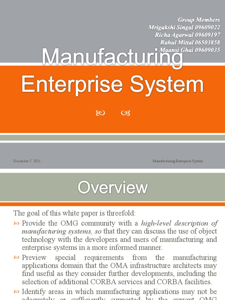 Manufacturing Enterprise System Overview | PDF | Object (Computer ...