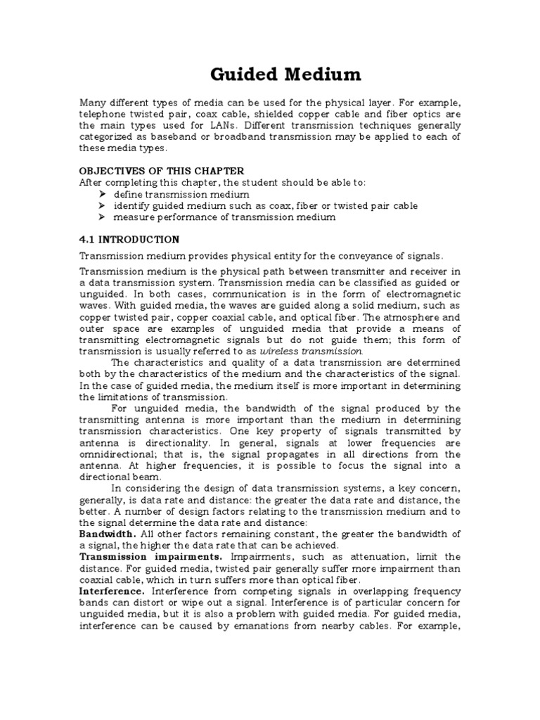 Guided Media Types for Data Transmission | PDF | Transmission Medium ...