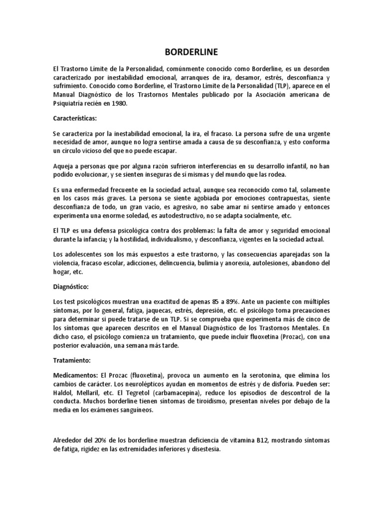 BORDERLINE | PDF | Trastorno límite de la personalidad | Trastorno mental