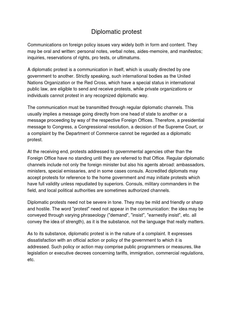 Diplomatic Protest1 | PDF | Diplomatic Correspondence | Ambassador