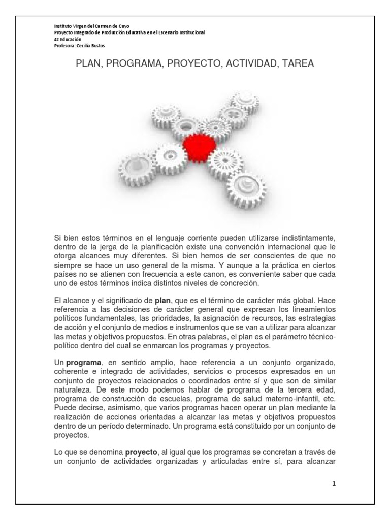 Diferencia Entre Plan - Programa - Proyecto - Actividad - Tarea | PDF ...