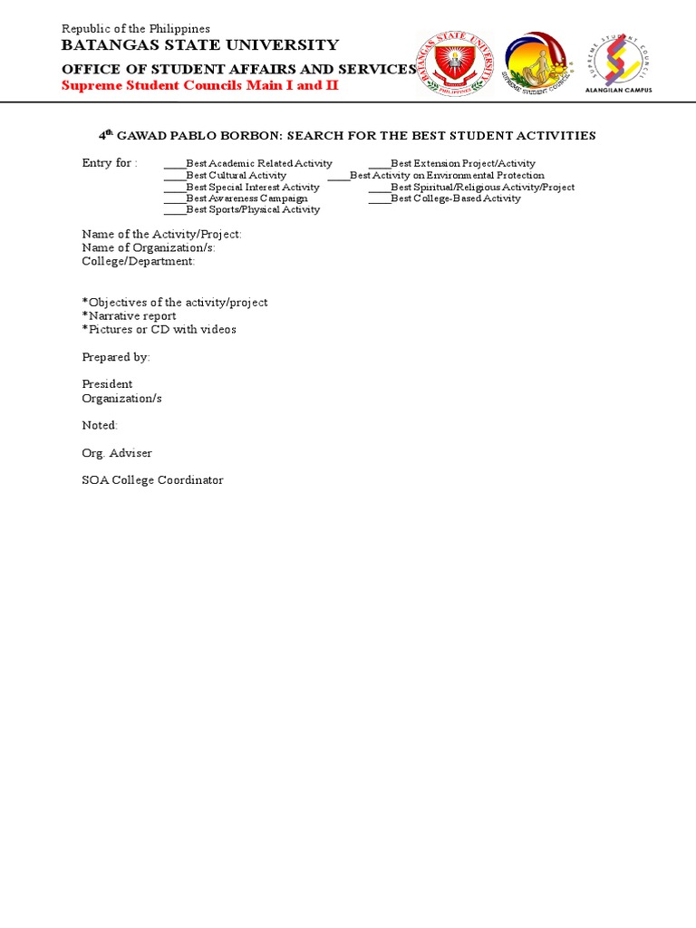 4th Gawad Form | PDF