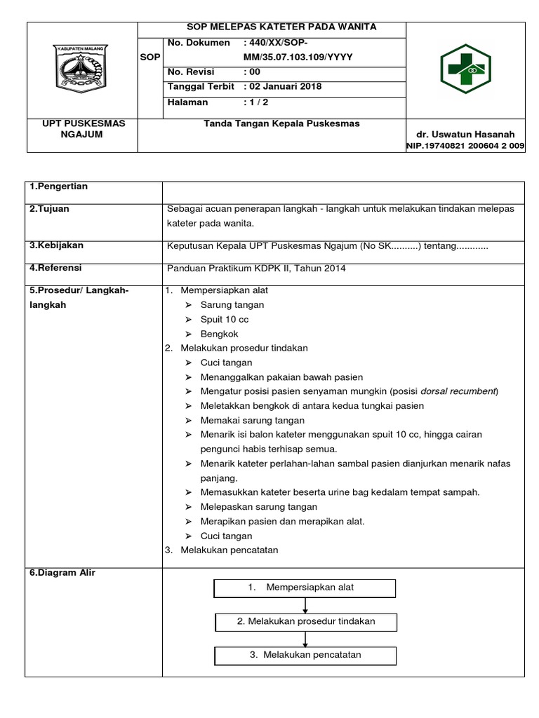 Sop Melepas Kateter Wanita | PDF