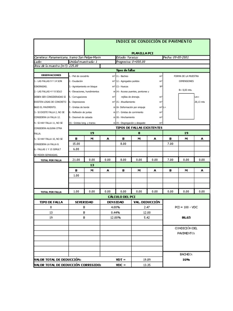 Formulario Excel Pci | PDF | Geología estructural | Falla (geología)