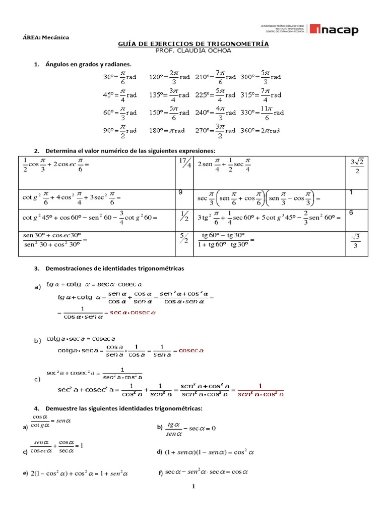 Guía de Ejercicios-Problemas de Trigonométría - Matemáticas II.2018 ...