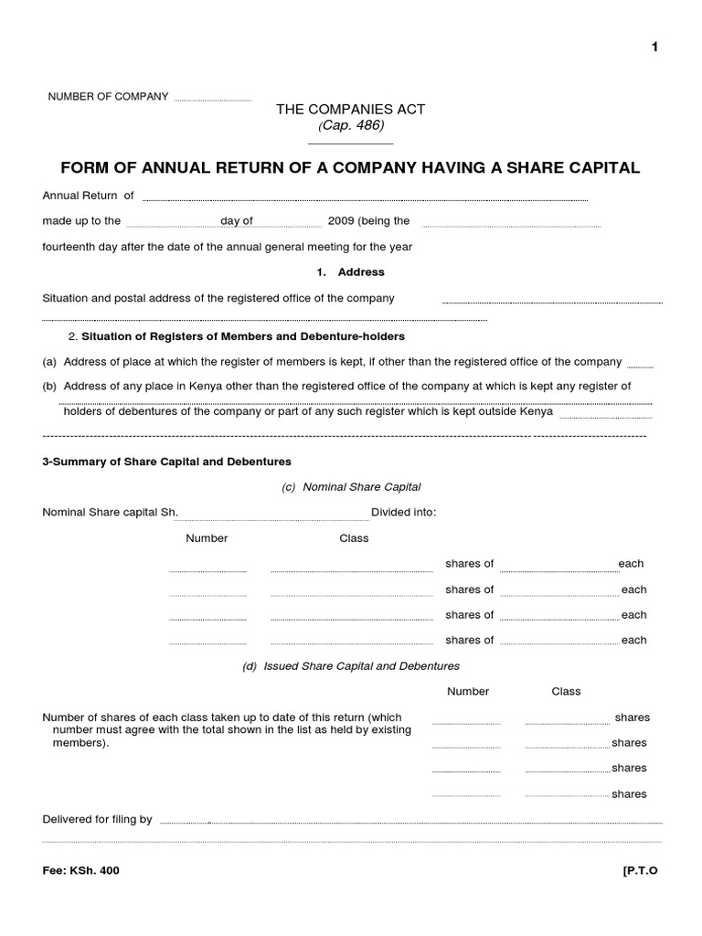 Annual Return Form | PDF | Companies | Stocks